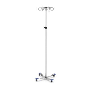 Stainless Steel Medical IV Stand - 68" to 108" Height, 4 or 6 Hooks