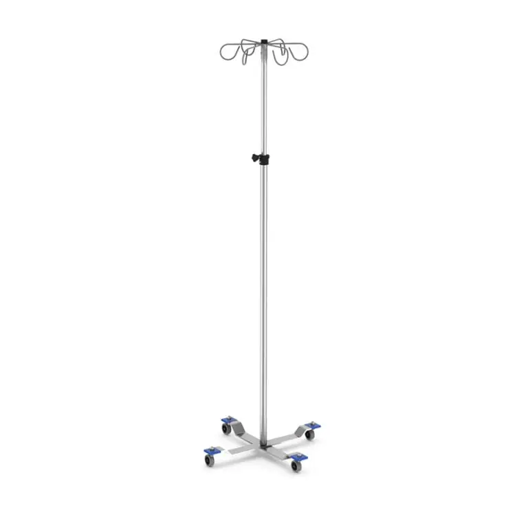 Stainless Steel Medical IV Stand - 68" to 108" Height, 4 or 6 Hooks
