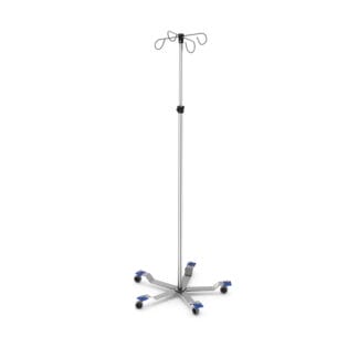 Stainless Steel Medical IV Stand - 68" to 108" Height, 4 or 6 Hooks