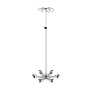 Stainless Steel Medical IV Stand - 68" to 108" Height, 4 or 6 Hooks
